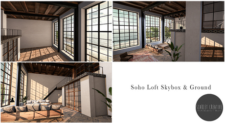 Second Life Marketplace - Scarlet Creative Soho House (PBR) Mesh Loft Skybox and Ground Home